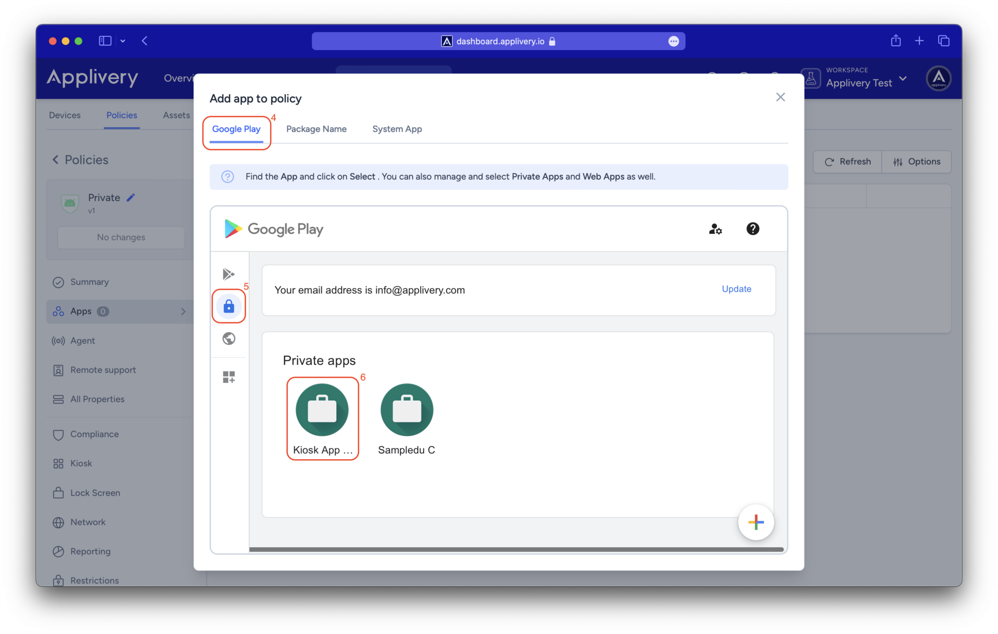Private apps - Google Play Account | Applivery EMM