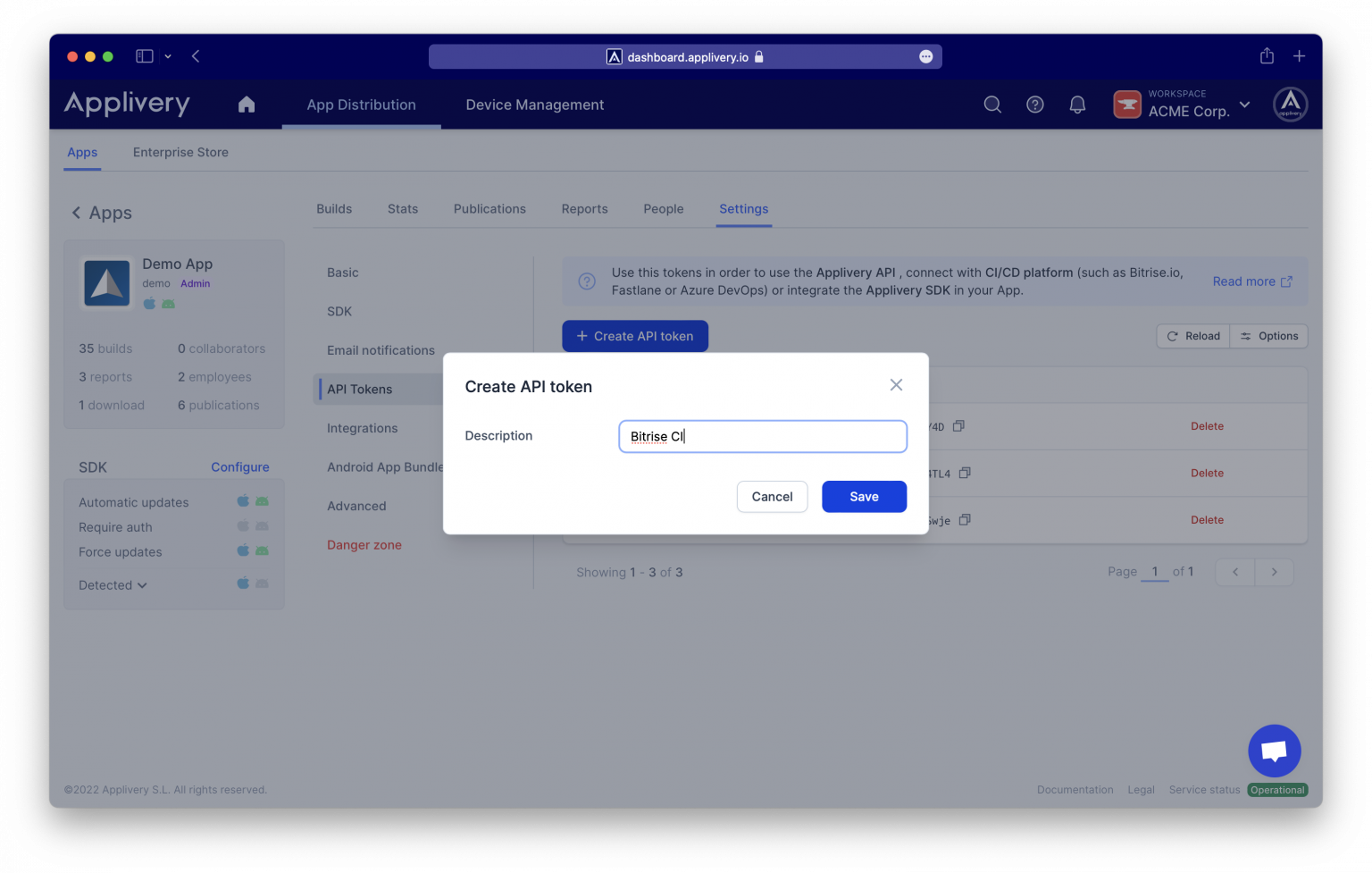 Autenticación de la API de Apps | Applivery