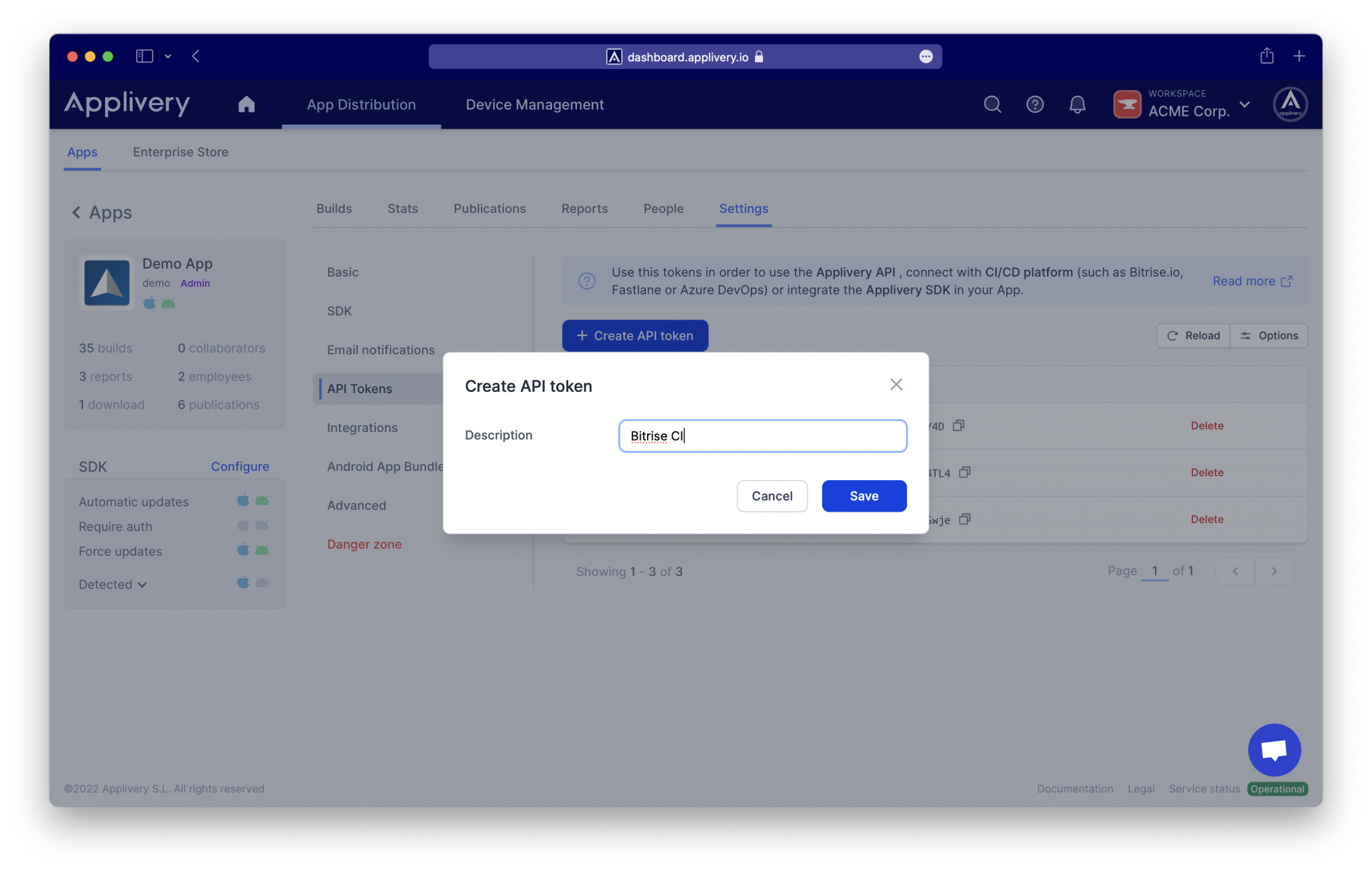 Apps API Authentication | Applivery