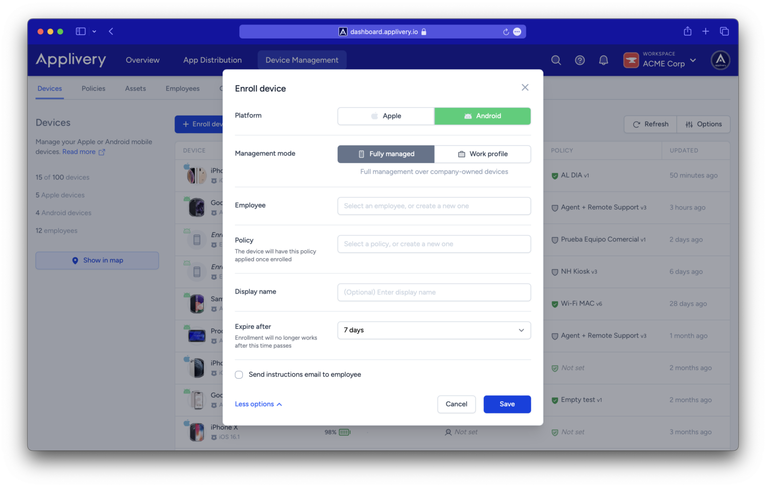 How to enroll an Android Device
