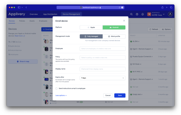 How to enroll an Android Device