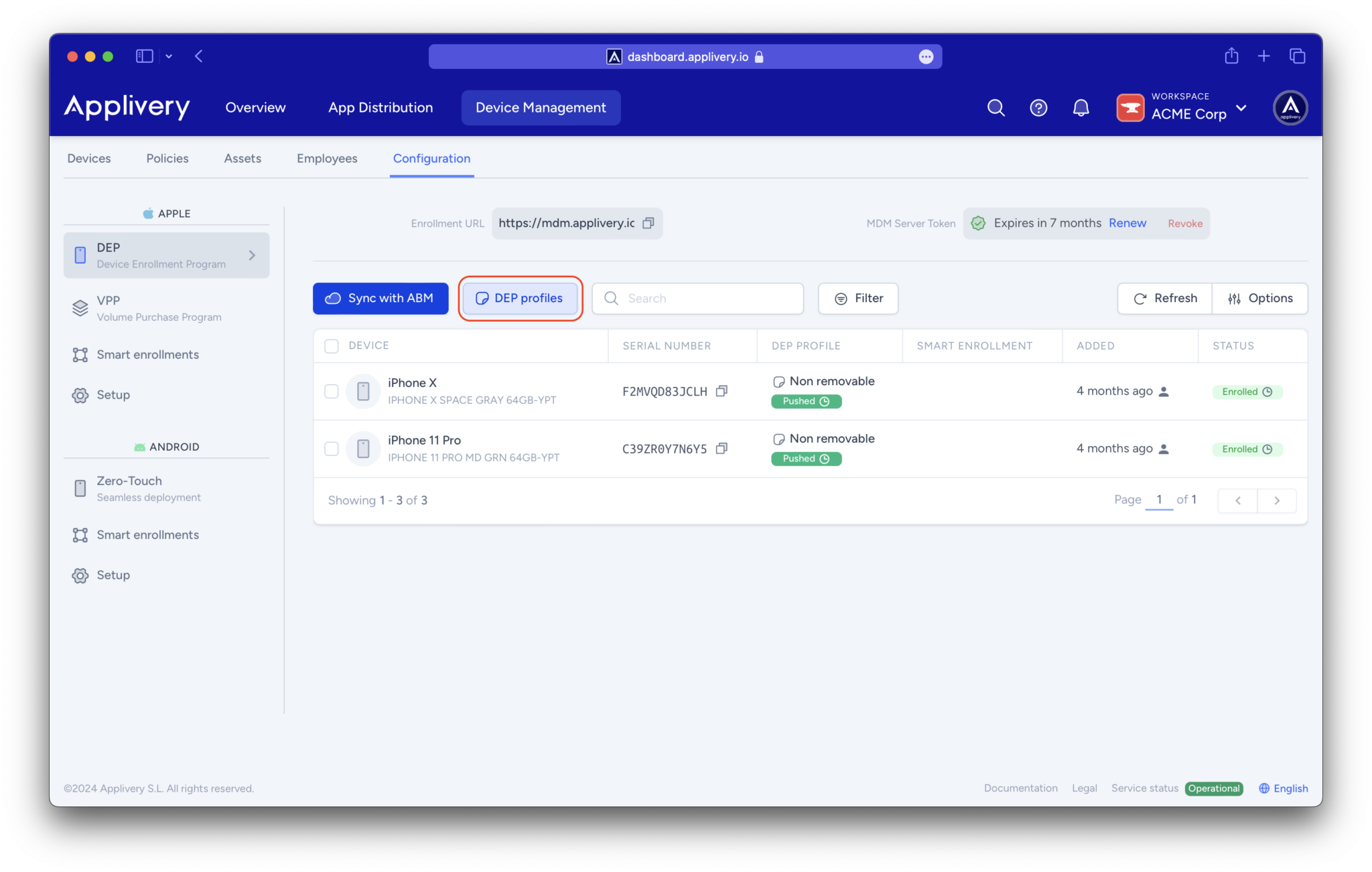 Apple Device Enrollment Program (DEP)