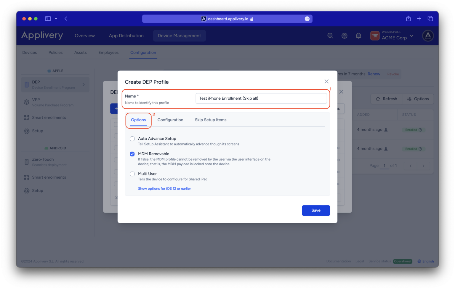 Apple Device Enrollment Program (DEP)
