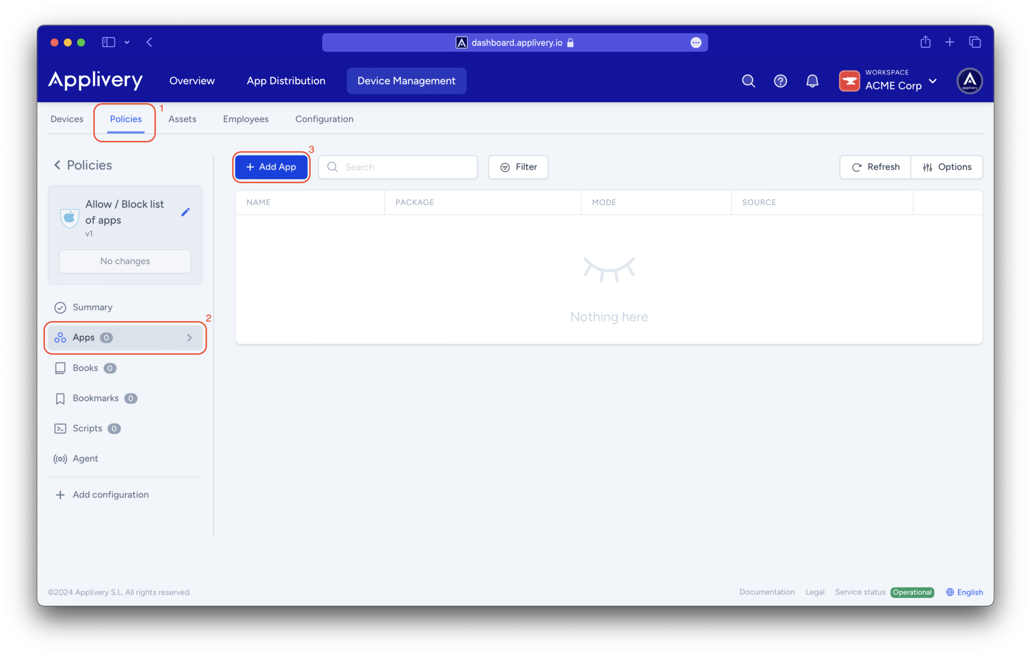 How to block and allow apps | Configurations