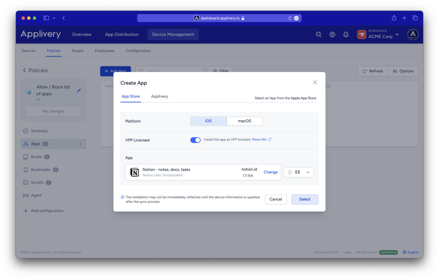 How to block and allow apps | Configurations