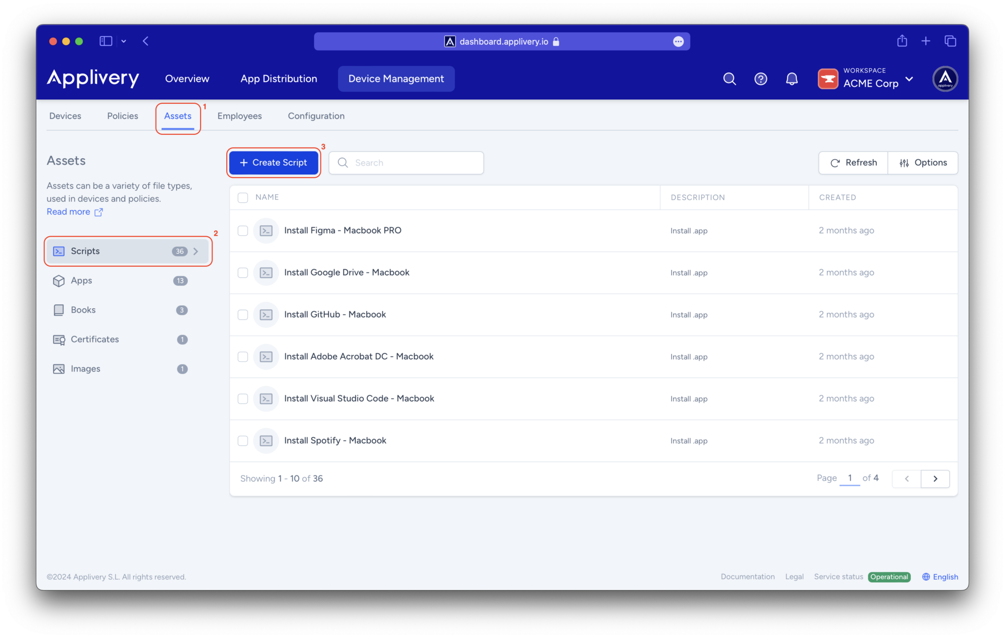 Cómo crear y asignar scripts para Mac