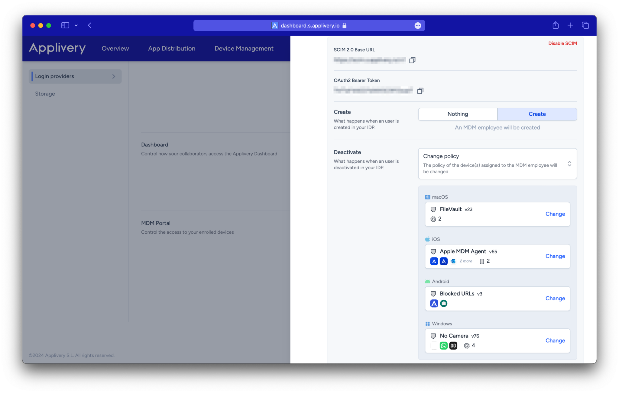 Identity management using SCIM integration