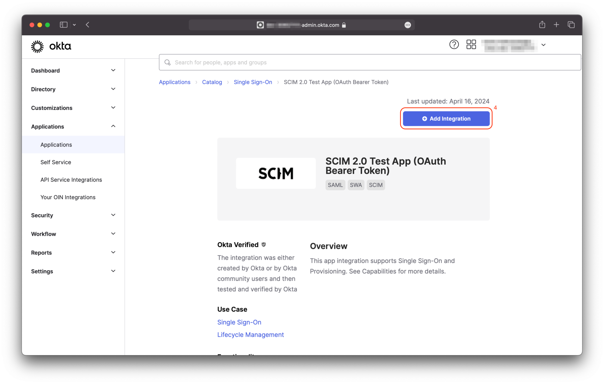Identity management using SCIM integration