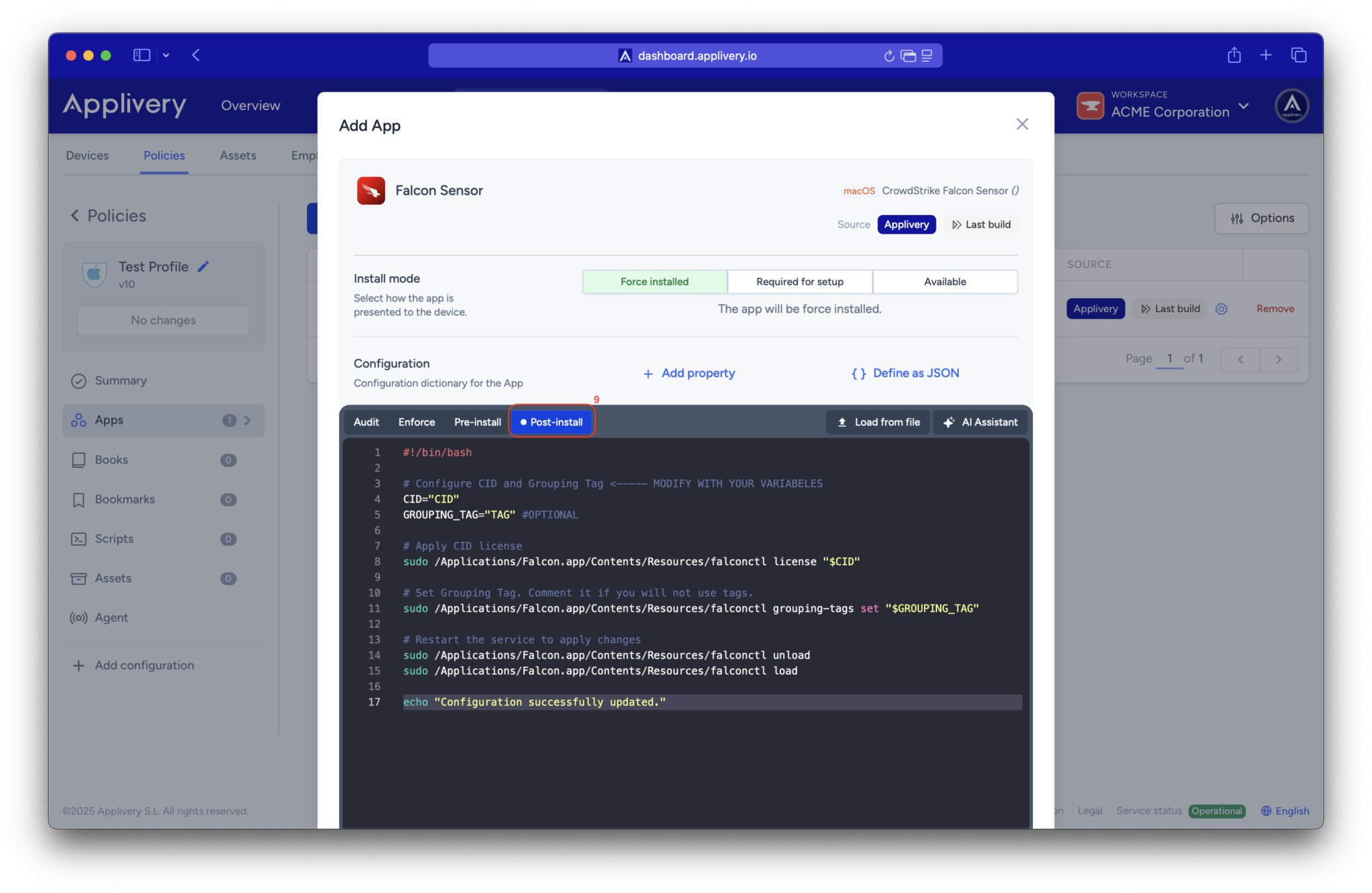 Install and configure CrowdStrike Falcon Sensor on macOS