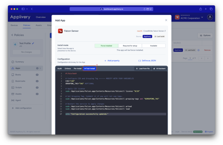 Install and configure CrowdStrike Falcon Sensor on macOS